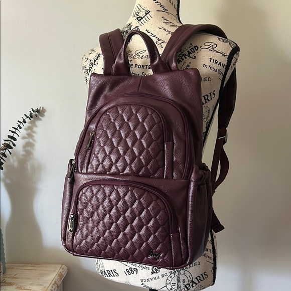 lug | Bags | Lug Hatchback Burgundy Vegan Leather Quilted Backpack ...